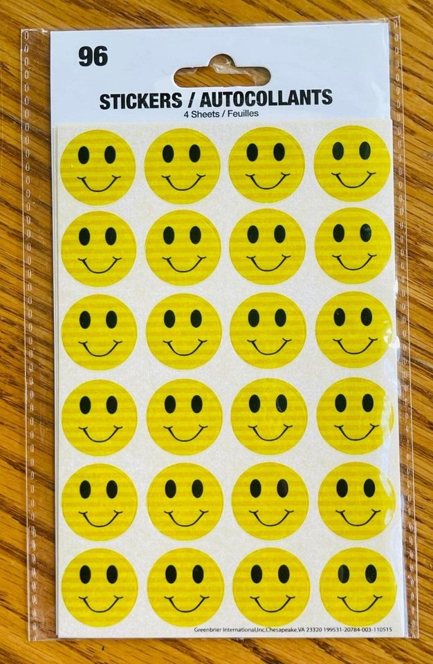 96 Yellow Round Smiley Face Stickers New Sealed 4 Sheets | eBay