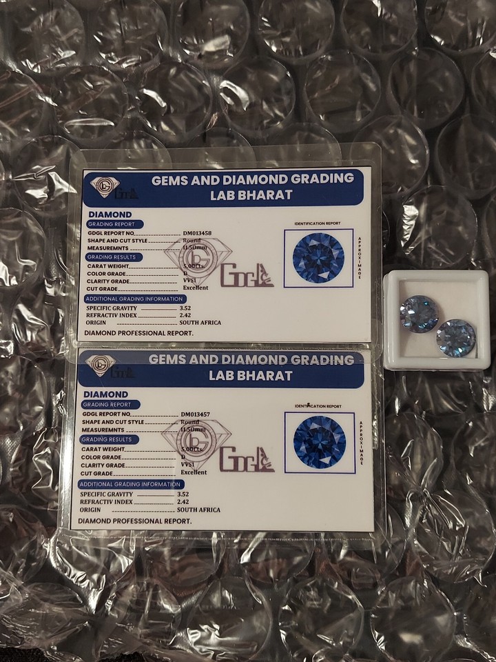 10 Ct-Royal Blue Diamond Set-5 Ct Each Diamond-VVS1-All Natural,GDGL ...