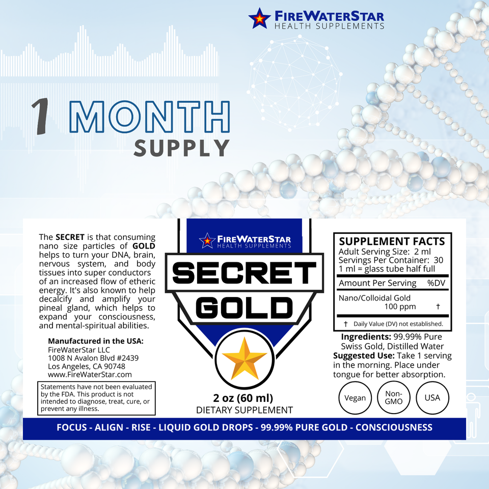 Liquid Gold Drops - Colloidal Gold - Nano Gold - 2oz - 100ppm - Brain ...