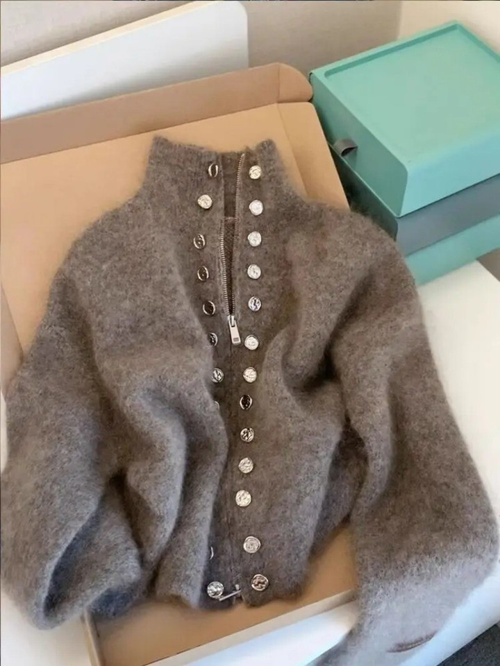 New Knitted Cardigans Sweater Design Double Breasted Sweater Coat Women ...