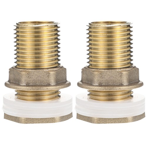 2 Pcs Copper Water Tank Connector Pipe Fitting Fittings Brass Barbed ...