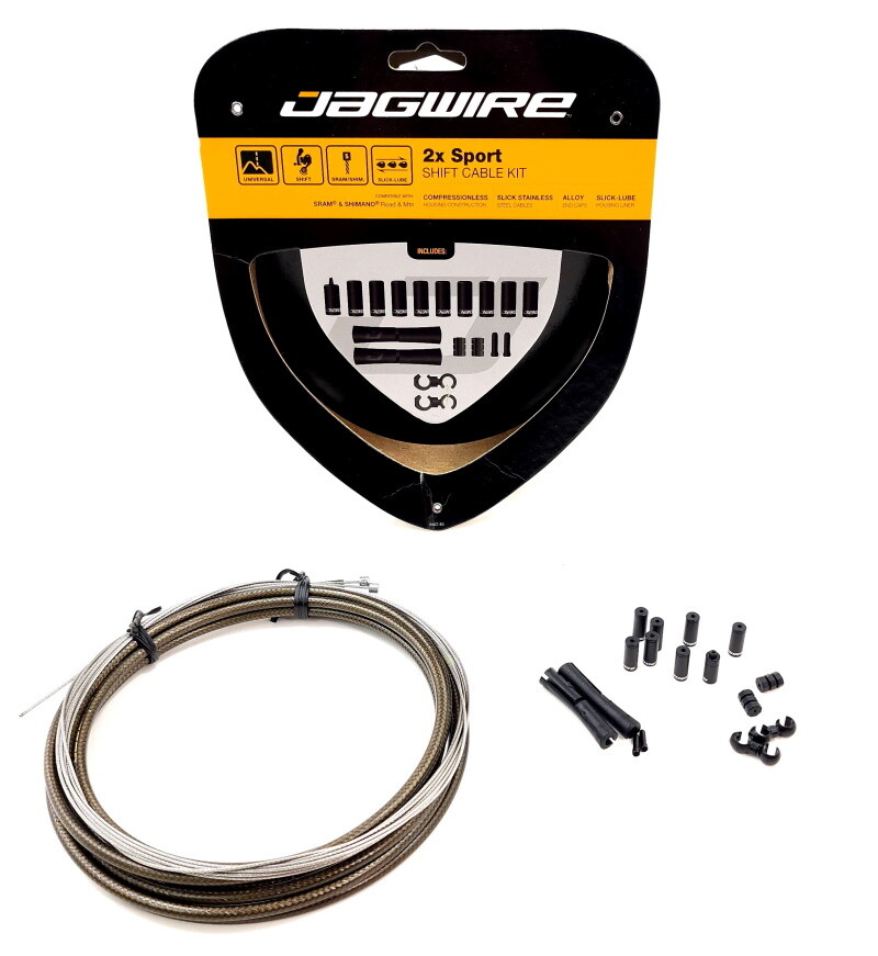 Jagwire 2x Sport Shift Cable Kit SRAM/Shimano Shifter, Carbon Silver ...
