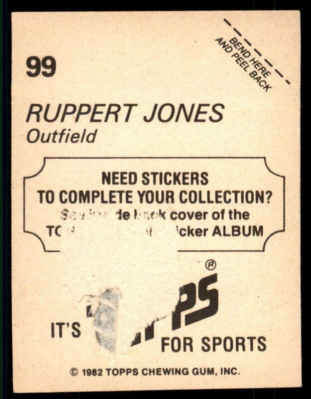 1982 Topps Stickers Ruppert Jones San Diego Padres #99 MLB Baseball | eBay