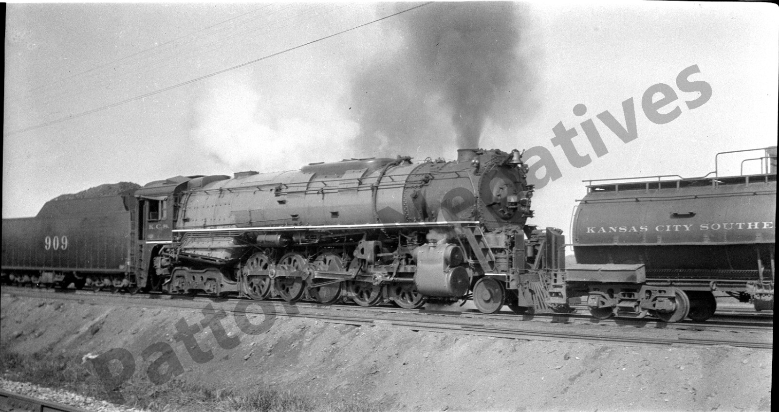 KCS Kansas City Southern 909 2-10-4 Original 616 B&W negative | eBay