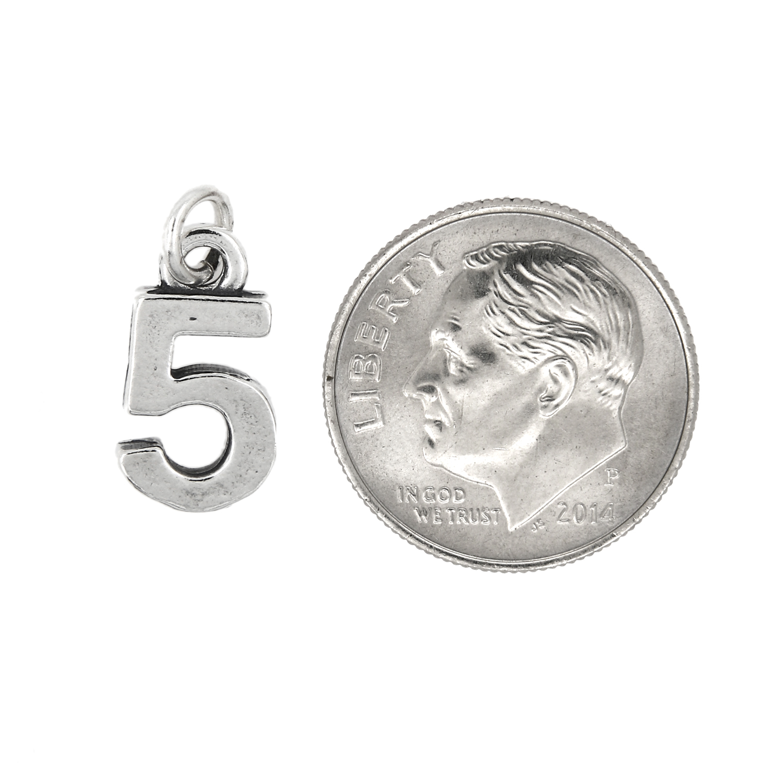Sterling Silver Block Number 5 Five Charm or Pendant | eBay