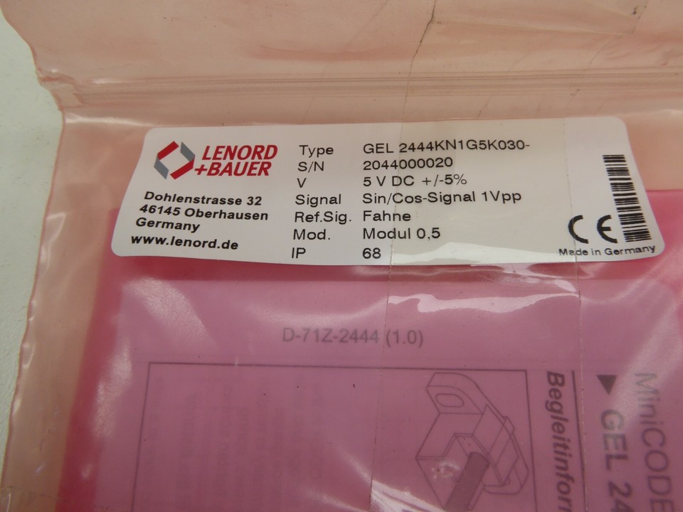 Lenord+ Bauer GEL 2444KN1G5K030 MiniCODER GEL 2444 Encoder NEW NO BOX ...