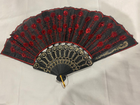Folding Hand Fan Sequin Red w/Black Lace open size 16.5x9" | eBay