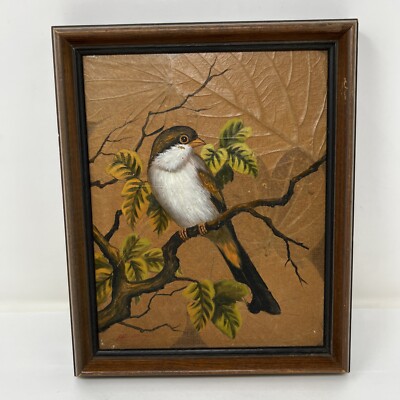 Vintage Art Piece by LERT Titled “Pretty Bird” COA on Back Of Painting ...