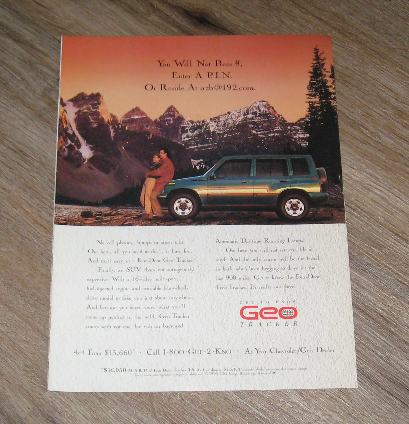 CHEVY Chevrolet Car AD 1996 Tracker original ONE magazine page ...