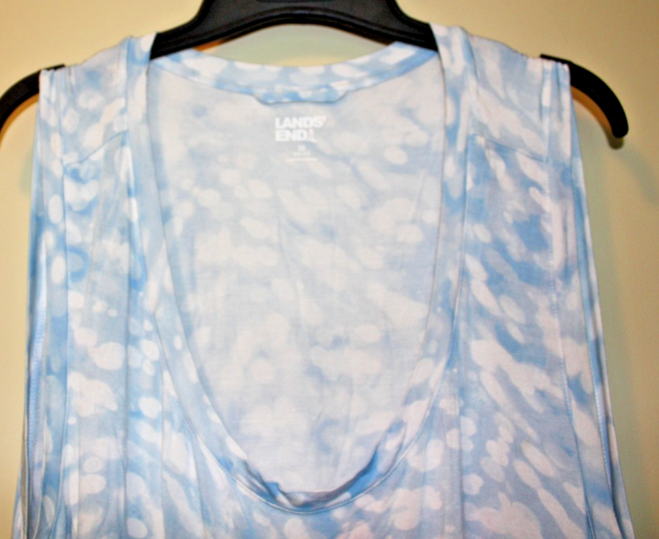 Lands End Plus Size 2X Cooling Long Nightgown Blue Tie Dye Sleeveless ...