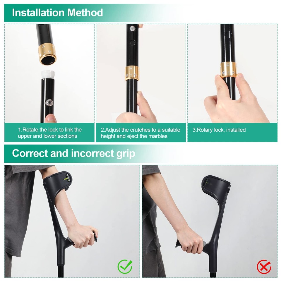 Pair Forearm Crutches, Ergonomic Folding Forearm Crutches for Adults ...