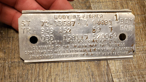 1972 OLDSMOBILE CUTLASS BODY TRIM TAG 2 DOOR HARDTOP | eBay