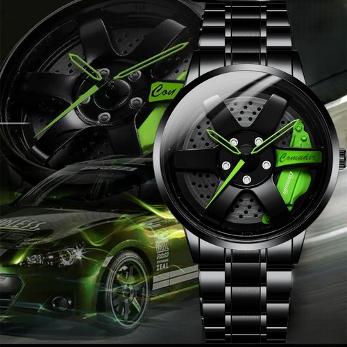 Men's Sport Car 3D Brake Caliper Rim Wheel Hollow Solid Quartz Mesh Hub ...