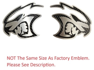 Pair Black Carbon Fiber Hellcat Fender Badge Emblems 2015-2023 Dodge ...