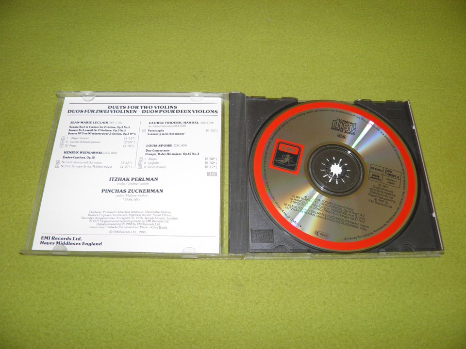Perlman / Zukerman - Duets For Two Violins / 1987 Japan EMI CD EX / No ...