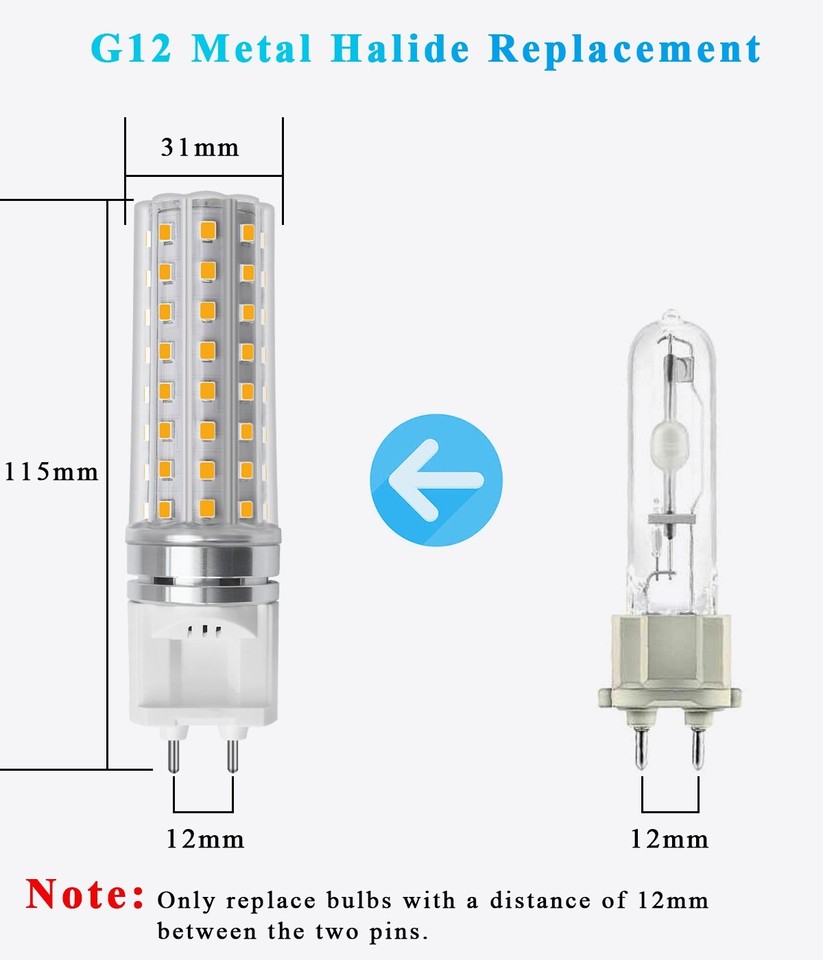 G12 LED Bulb 10 Watts CDMT Metal Halide Bulb Replacement, 85-265V, 1 ...