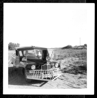Vintage Photo MODIFIED PICKUP w/ COW CATCHER US FLAGS IONIA and ...