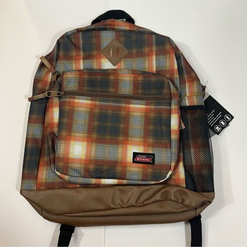 Dickies Varsity Backpack Brown Red Plaid Laptop Padded NWT School Bag ...