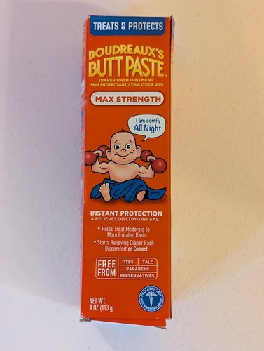 Boudreaux's Butt Paste Diaper Rash Ointment Max Strength 4oz EXP 02/ ...