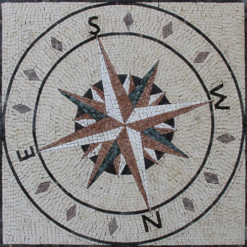 Garden and Pool Mosaic Marble Tiles Natural Stone Compass Art | eBay