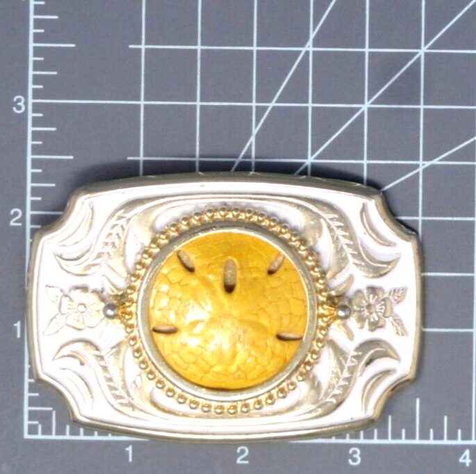 Western Floral Scroll Belt Buckle Sand Dollar Coastal Cowgirl Vtg 80s ...