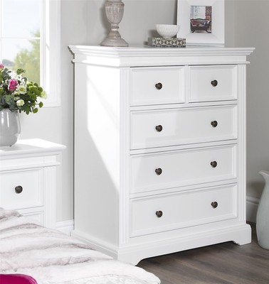 Gainsborough white chest of drawers, large solid 2 over 3 chest, FULLY ...