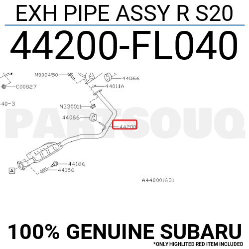 44200FL040 Genuine Subaru EXH PIPE ASSY R S20 44200-FL040 | eBay