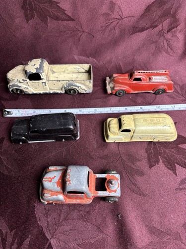 Tootsietoy Trucks, Oil Tanker Fire Truck, Panel Wagon + Hubley Pick Up ...