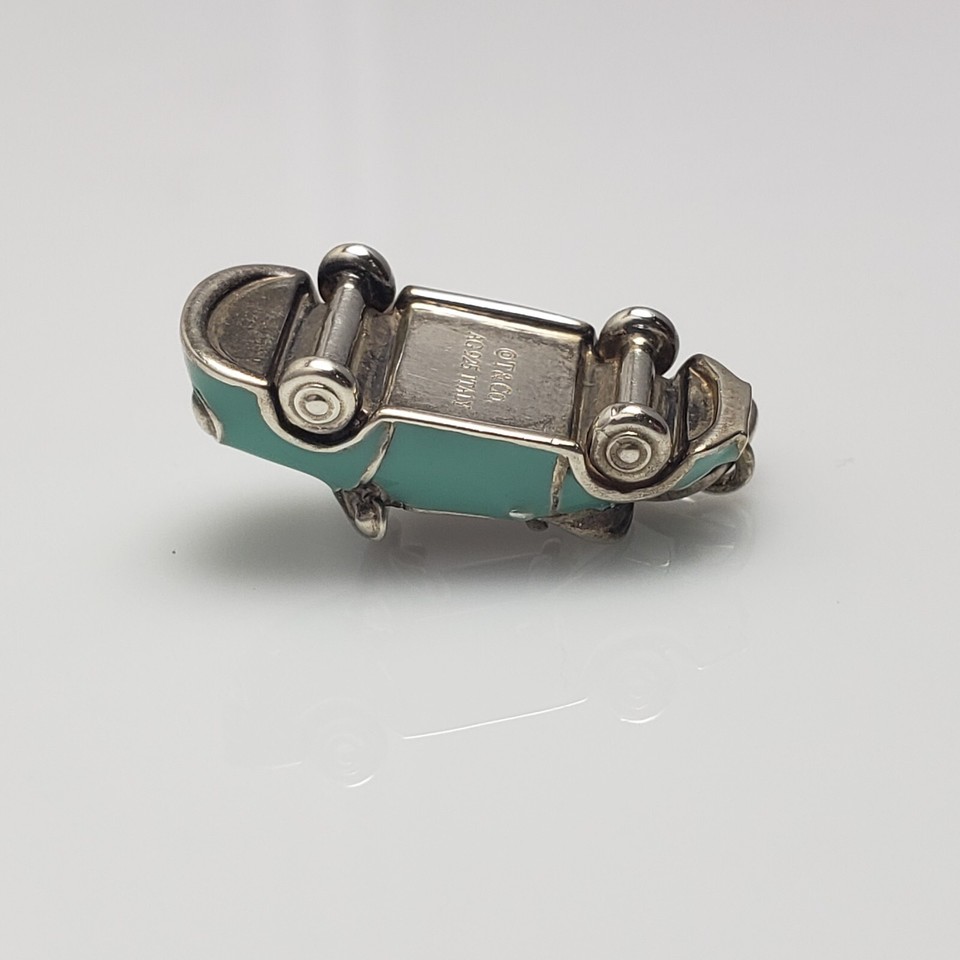 Tiffany & Co. Sterling Silver Blue Enamel Convertible Car Charm Pendant ...
