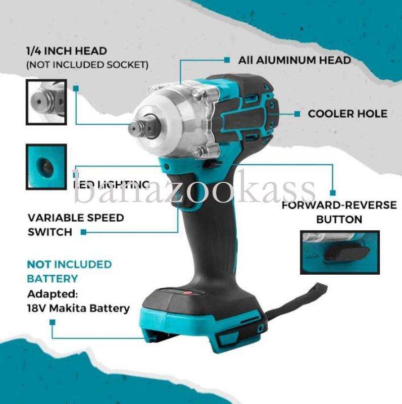 w/Rattle Gun Socket 1/2 inch Brushless Electric Impact Wrench 18V ...
