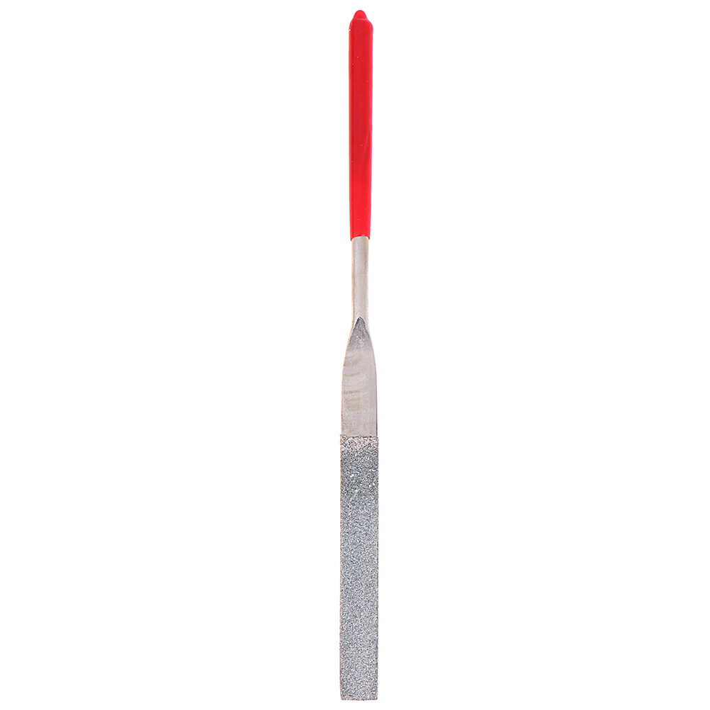 1 Pcs 180mm Long Art Craft Flat Diamond File Grinding Tool Red Silver T ...