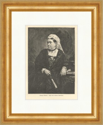 Königin Victoria Schleier Spitze Fächer Kette Mantel Holzstich E 2564 ...