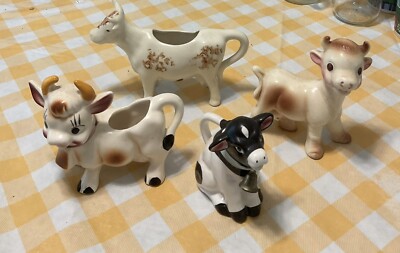 3 Vintage Cow Creamers And One Vintage Cow | eBay