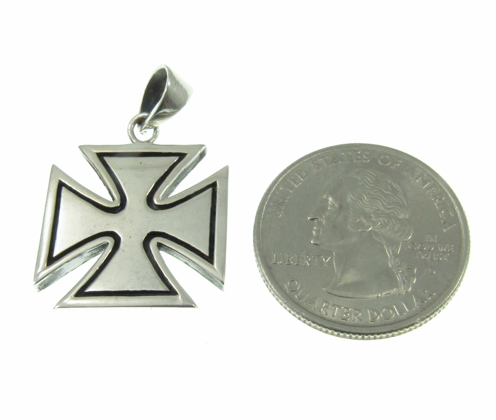 Solid 925 Sterling Silver Iron Cross (Croix Pattee) Pendant - Biker ...