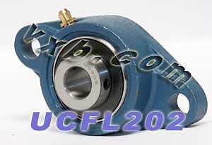 15mm Bearing UCFL-202 + 2 Bolts Flanged Cast Housing Mounted Bearings ...