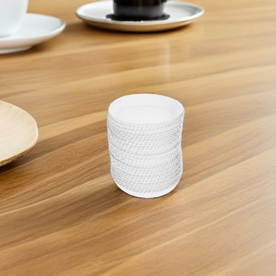 200 Pcs White Disposable Cup Lids Paper Flat Covers For Beverage Use ...