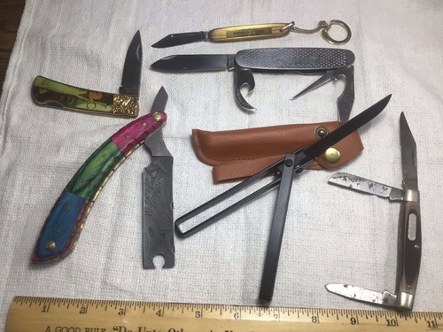 VINTAGE FOLDING POCKET KNIFE LOT SCHRADE OLD TIMER USA TRI FOLD ...