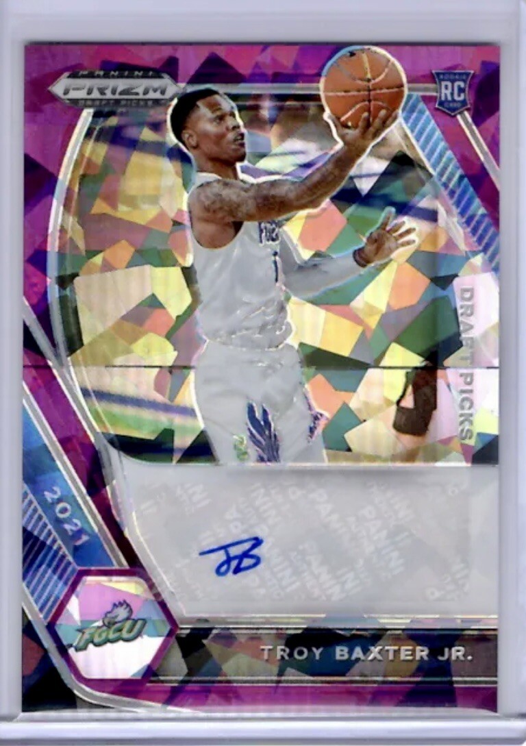 2021-22 PRIZM DRAFT TROY BAXTER JR NBA ROOKIE RC AUTO #41/99 PURPLE ICE ...