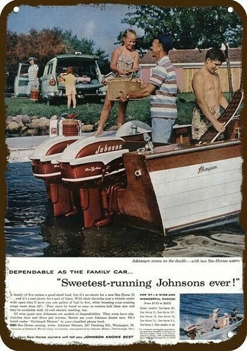 1957 JOHNSON 35HP SEAHORSE Outboard Boat Motor DECORATIVE REPLICA METAL ...