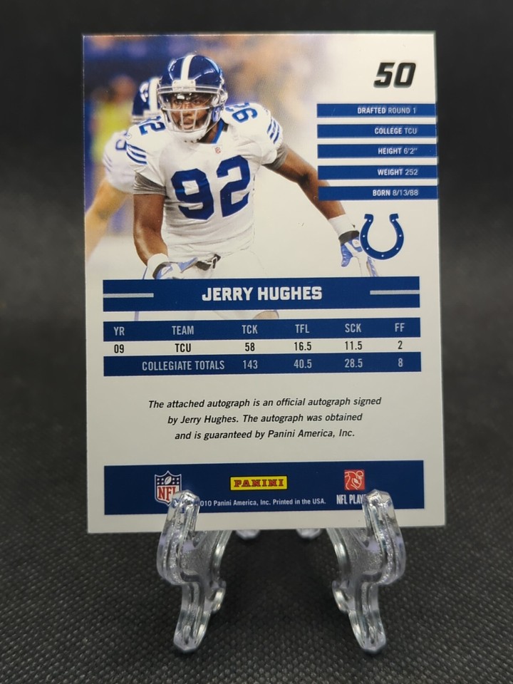 2010 Donruss • Jerry Hughes Rated Rookie Autograph • Indianapolis Colts ...