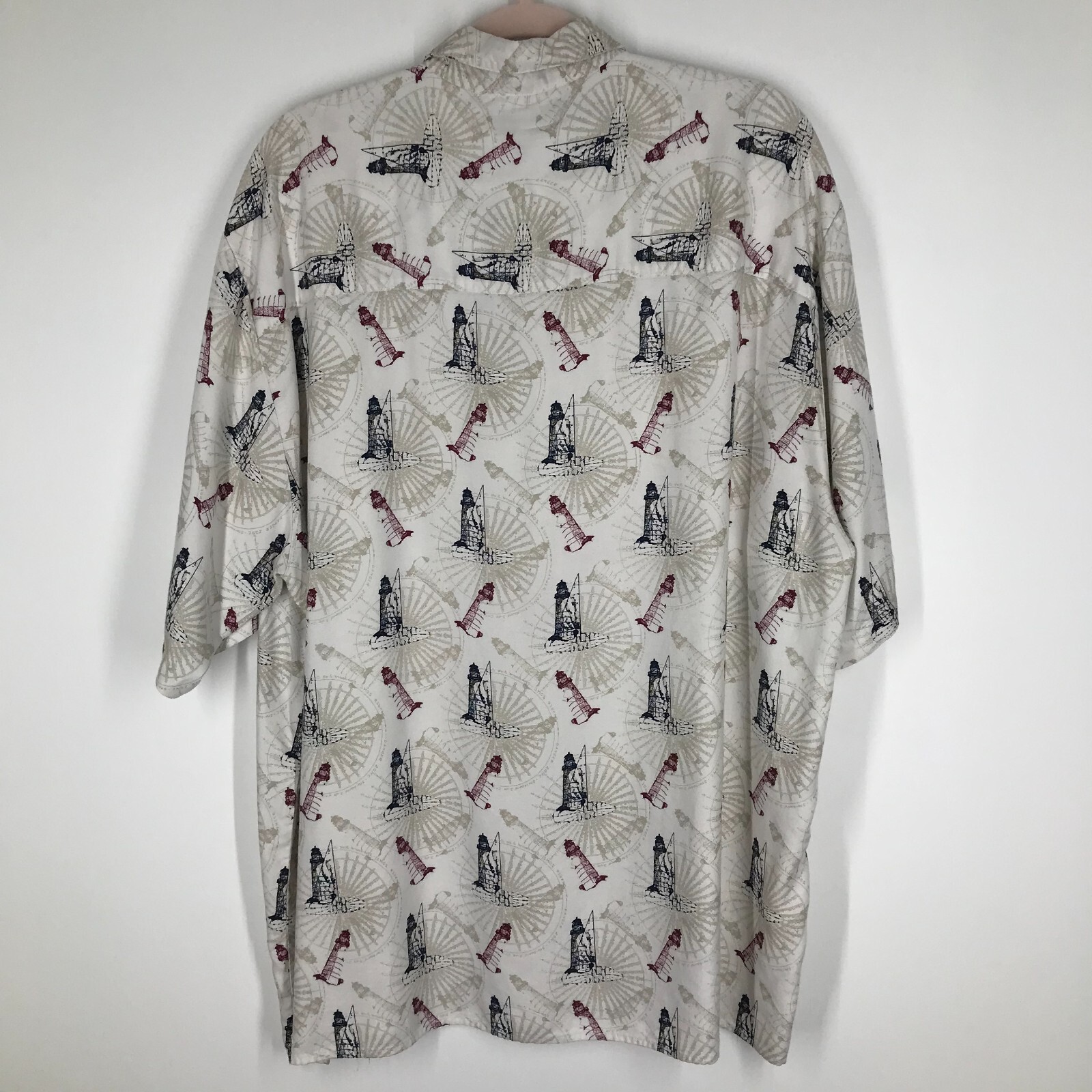 Ivy Crew Classics Men's Off White Button Up Shirt Lighthouses Short ...