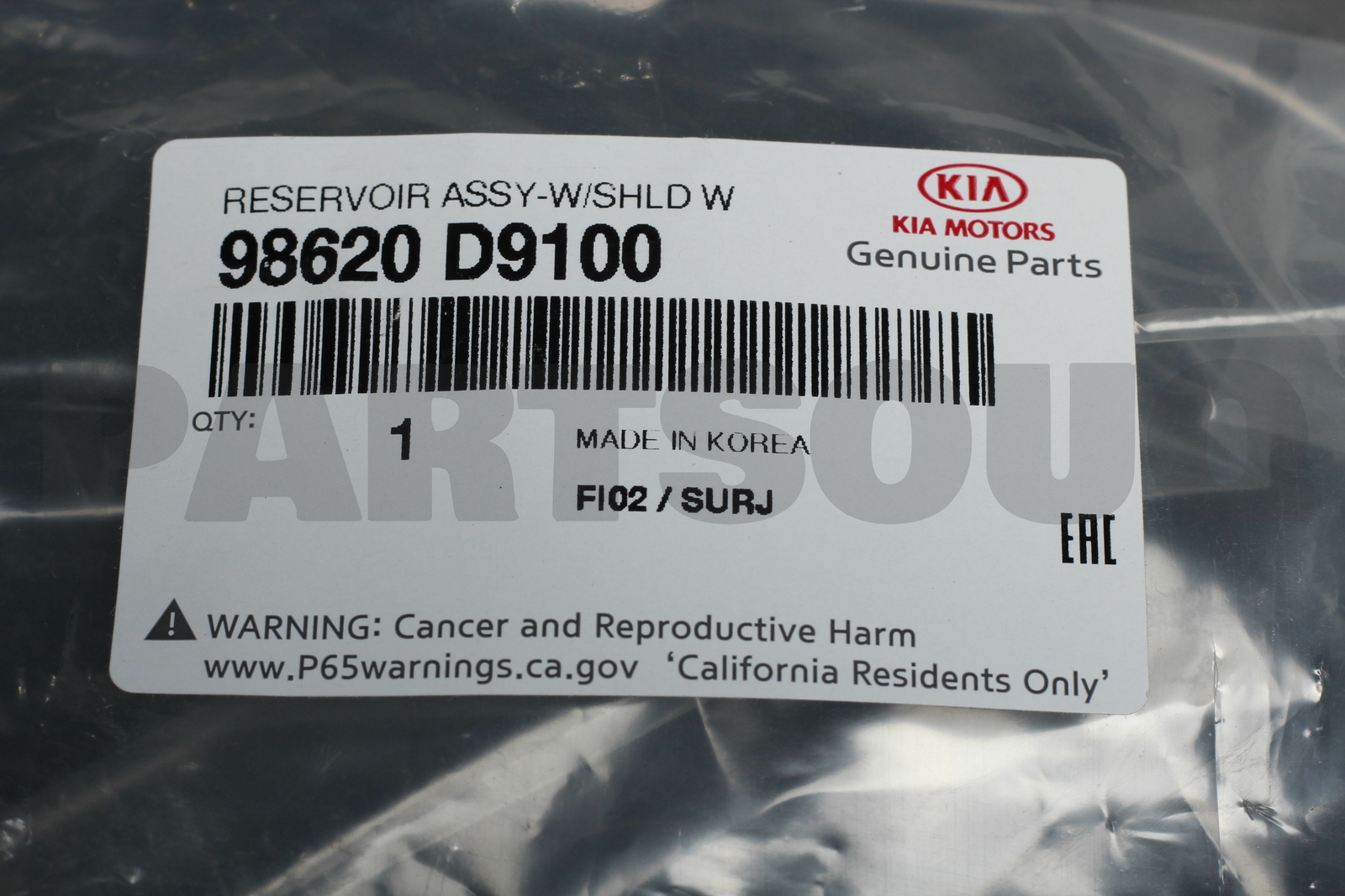 98620D9100 Genuine Hyundai / KIA RESERVOIR ASSY-W/SHLD WASHER | eBay