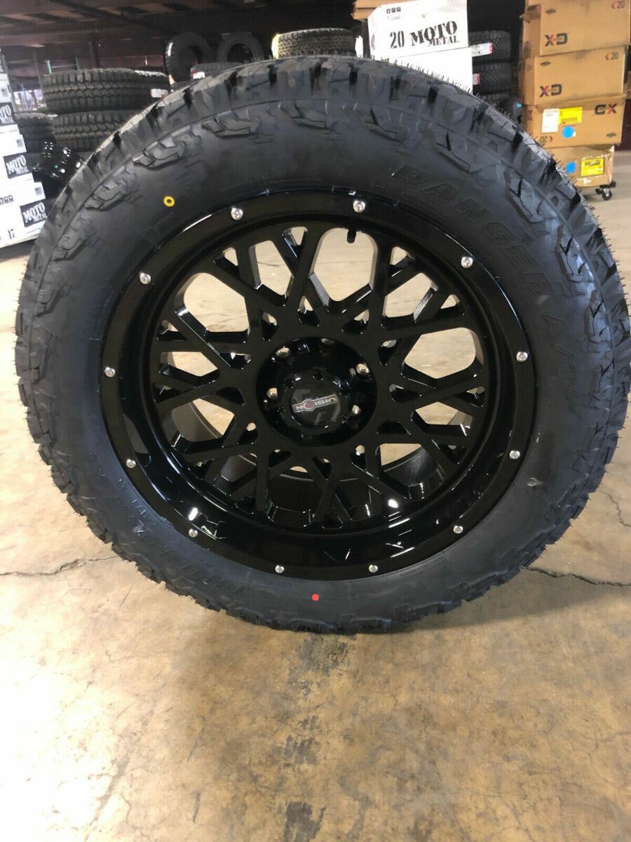 20x9 Vision Rocker Gloss Black Wheels 32" AT Tires 6x5.5 2019 Dodge Ram ...