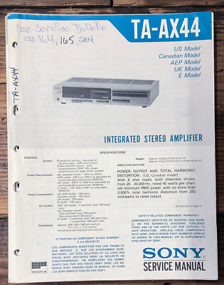 Sony TA-AX44 Amplifier Service Manual *Original* | eBay
