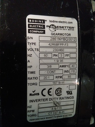 Bodine 42R6BFPP-F3 3-Phase Inverter Duty Gearmotor - Black for sale ...