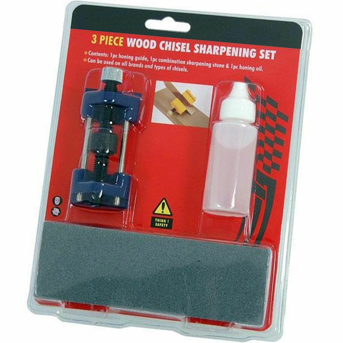 Chisel Sharpening Stone And Oil Wood - 3-Piece Set With Hone Guide ...