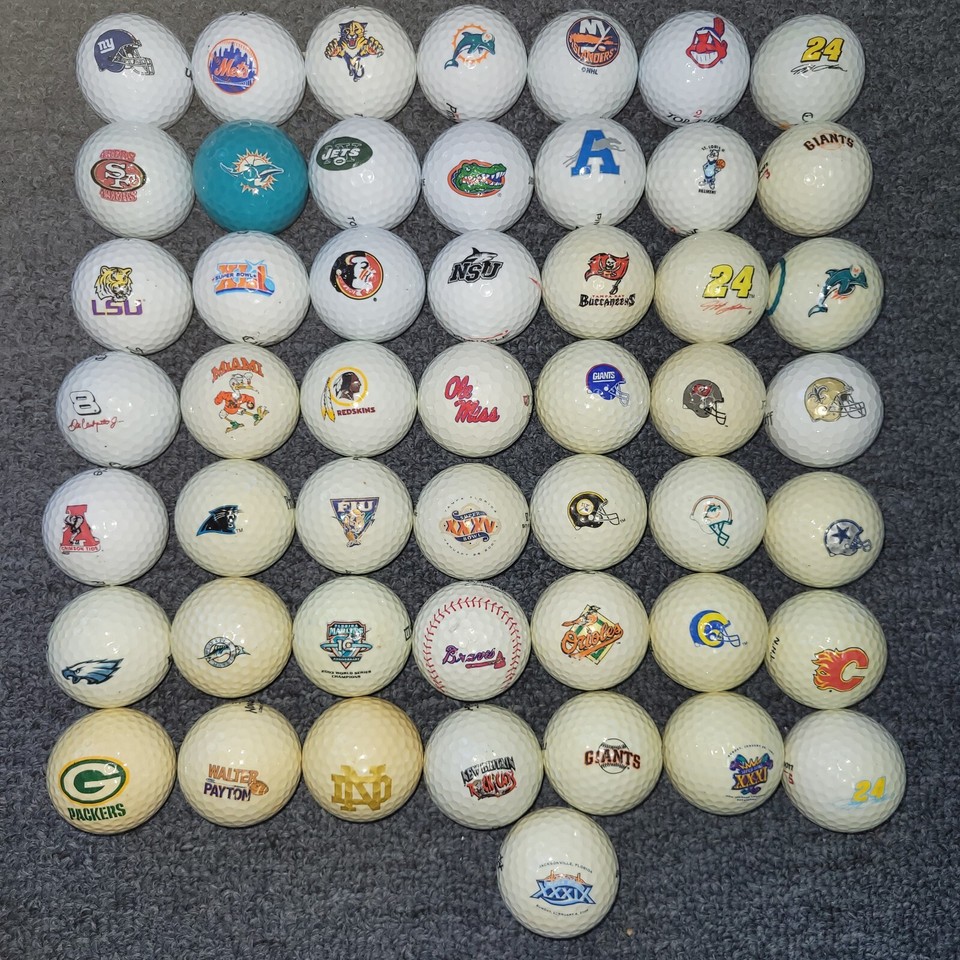 50 Sports Teams Assorted Mix Lot Golf Balls Football Basketball Hockey ...