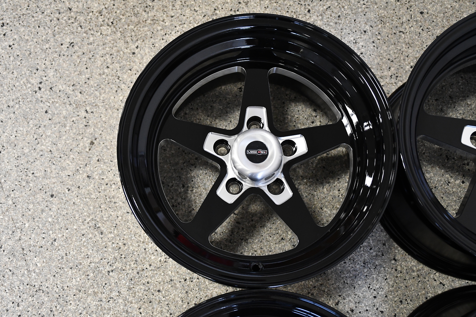 Set 4 15" Vision American Muscle 571 Sport Star II Gloss Black 15x10 ...