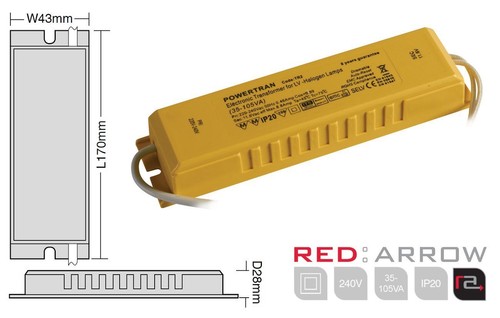 LOW VOLTAGE LIGHTING TRANSFORMER 12 VOLT 105VA SPOTLIGHT DOWNLIGHT 12V ...