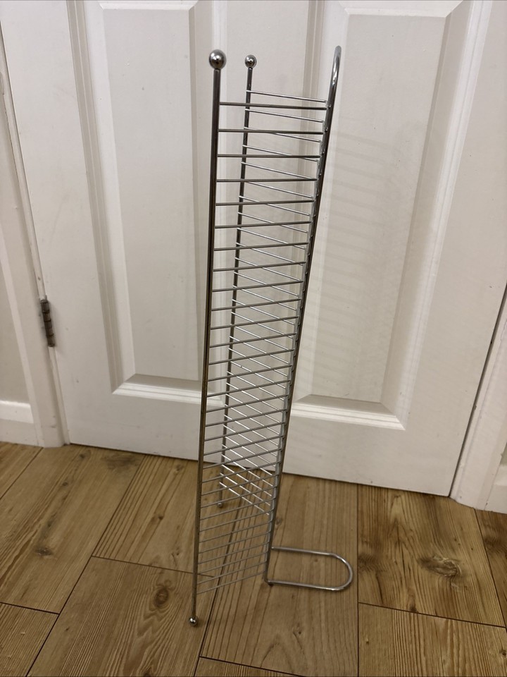 Retro Metal DVD Game Storage Rack Tower Holds 30 Dvds Wire Stand ...